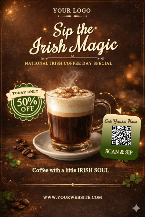 Brown Irish Coffee Promotion Poster Template | PosterMyWall