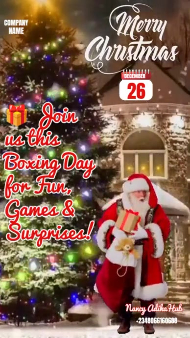 Brown Joyful 🎁 Boxing Day Party Invitation – Santa’s Gift Celebration ...