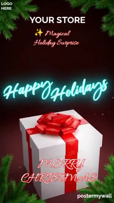 Brown Joyful 🎁 The Christmas Gift Box Reveal Digital Display (9:16 ...
