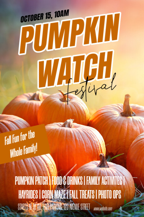 Brown Joyful 3d Pumpkin Patch Poster Template | PosterMyWall