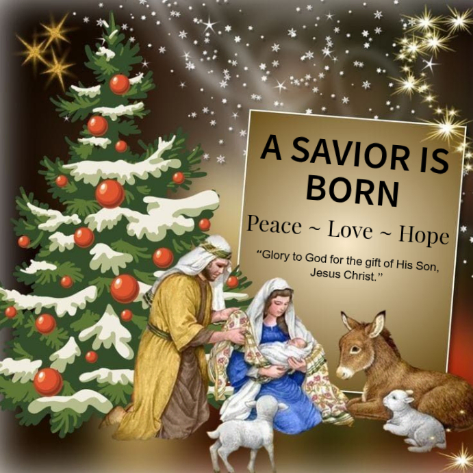 Plantilla de Brown Joyful A Savior Is Born Christmas Poster Instagram ...