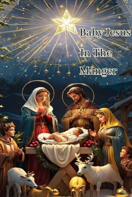 Plantilla de Brown Joyful A Visit To The Manger Pinterest Graphic ...