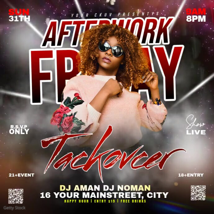 Brown Joyful After Work Friday Night Party Square (1:1) Template ...