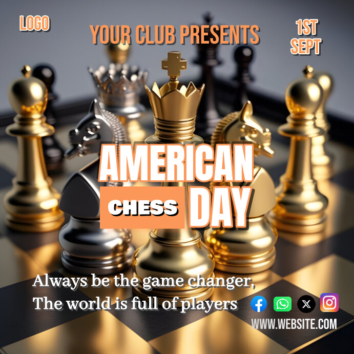 Copy of Brown Joyful American Chess Day Celebration | PosterMyWall