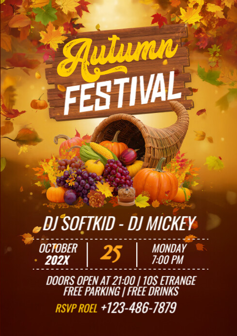 Brown Joyful Autumn Festival A4 Template | PosterMyWall
