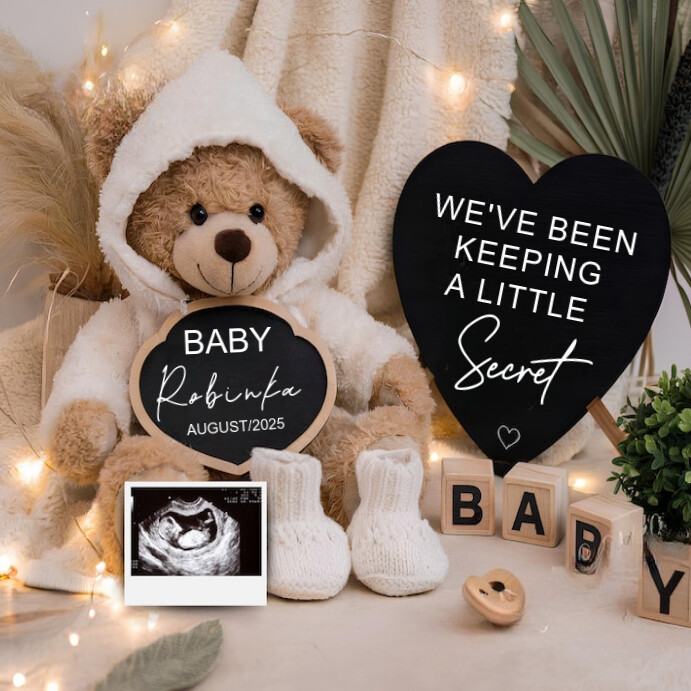 Brown Joyful Baby Announcement Instagram Post Template | PosterMyWall