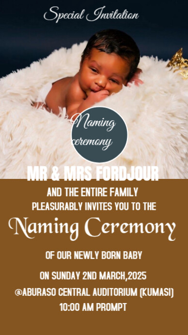 Brown Joyful Baby Dedication Digital Display (9:16) Template | PosterMyWall