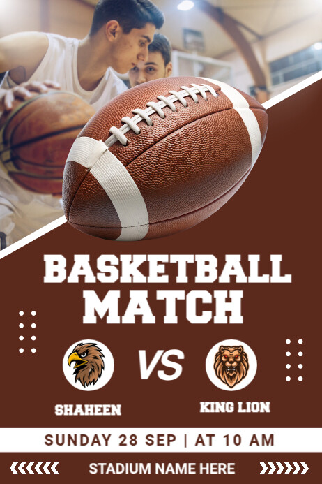Brown Joyful Basketball Match Poster Template | PosterMyWall