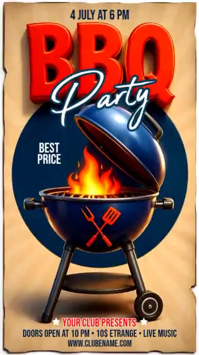 Brown Bbq Party Digital Display Template | PosterMyWall