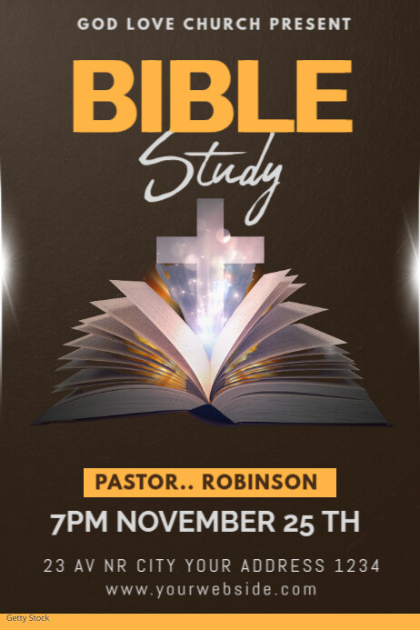Brown Joyful Bible Study Poster Template | PosterMyWall