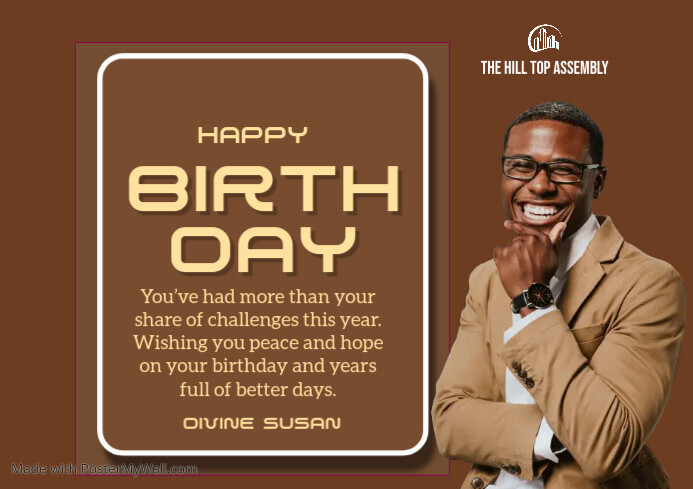 Brown Joyful Birthday A3 Template | PosterMyWall