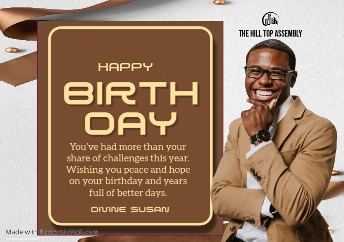 Brown Joyful Birthday A3 Template | PosterMyWall