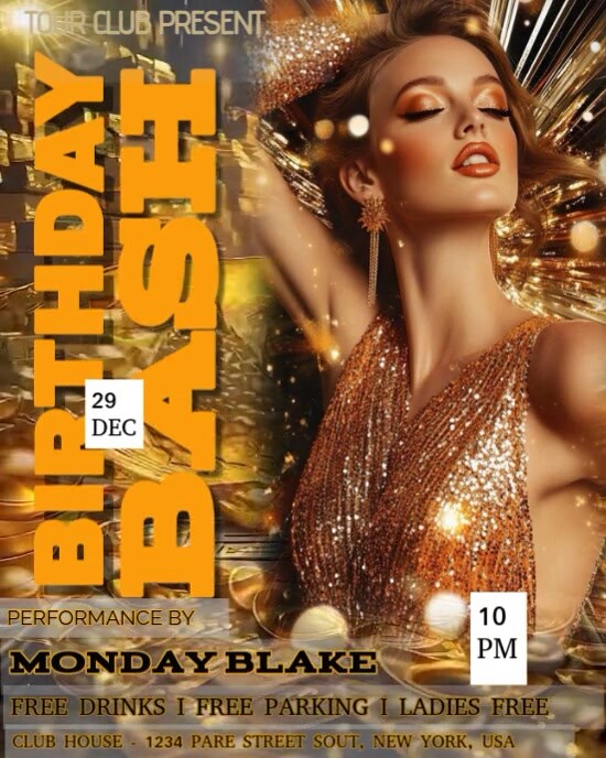 Brown Joyful Birthday Bash Event Flyer Video Instagram Portrait ...