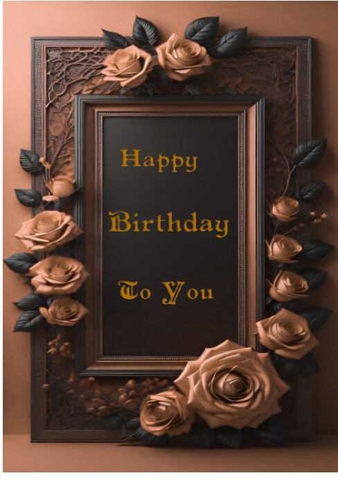 Brown Joyful Birthday Greeting A5 Template | PosterMyWall