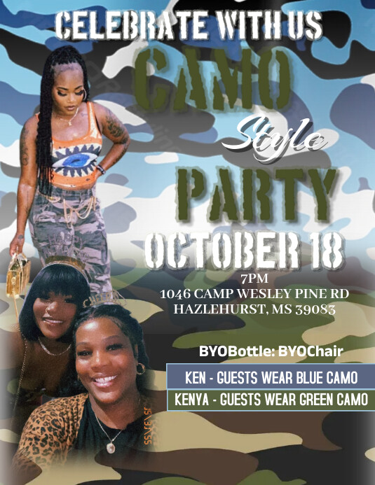 Copy of Brown Joyful Blue Camo Party Flyer (us Letter | PosterMyWall