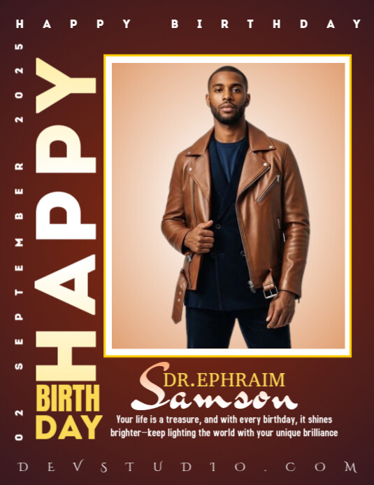 Brown Joyful Bold Birthday Flyer (us Letter) Template | PosterMyWall