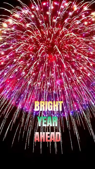Brown Joyful Bright Year Ahead Fireworks Template Digital Display (9:16 ...