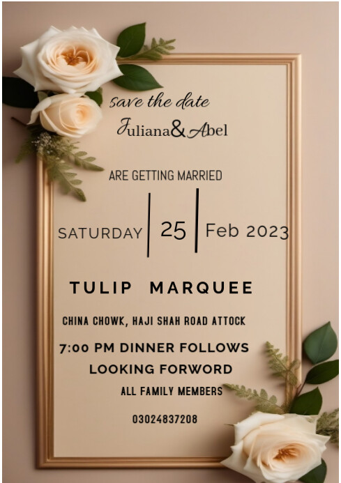 Brown Joyful Brown Nice Wedding Card A4 Template | PosterMyWall