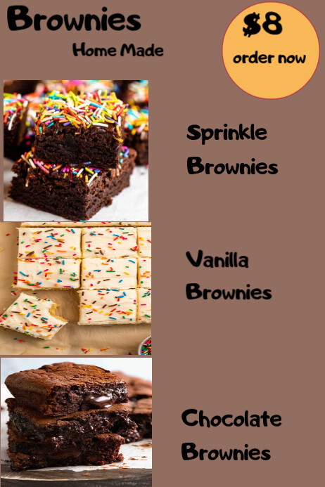 Copy of Brown Joyful Brownies Homemade Poster | PosterMyWall
