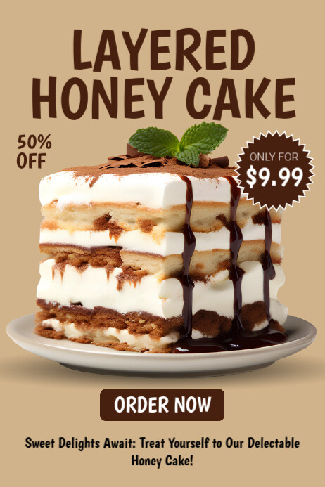 Brown Joyful Cake Poster Template | PosterMyWall