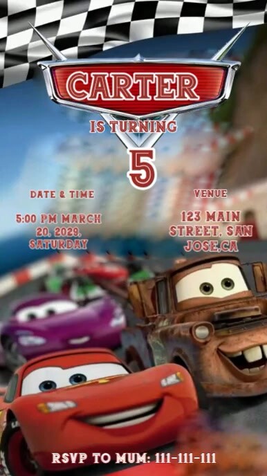 Copy of Brown Joyful Cars Birthday Digital Display (9:16) | PosterMyWall