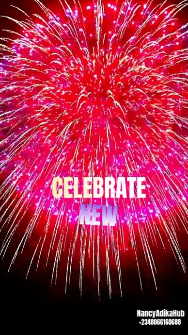 Brown Joyful Celebrate New Beginnings Firework Template Digital Display ...