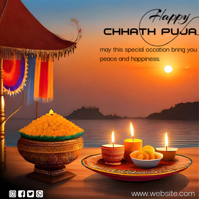 Brown Joyful Chhath Puja Design Flyer Instagram Post Template ...