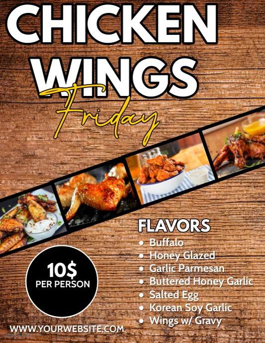 Copy of Brown Joyful Chicken Wings Flyer (us Letter) | PosterMyWall