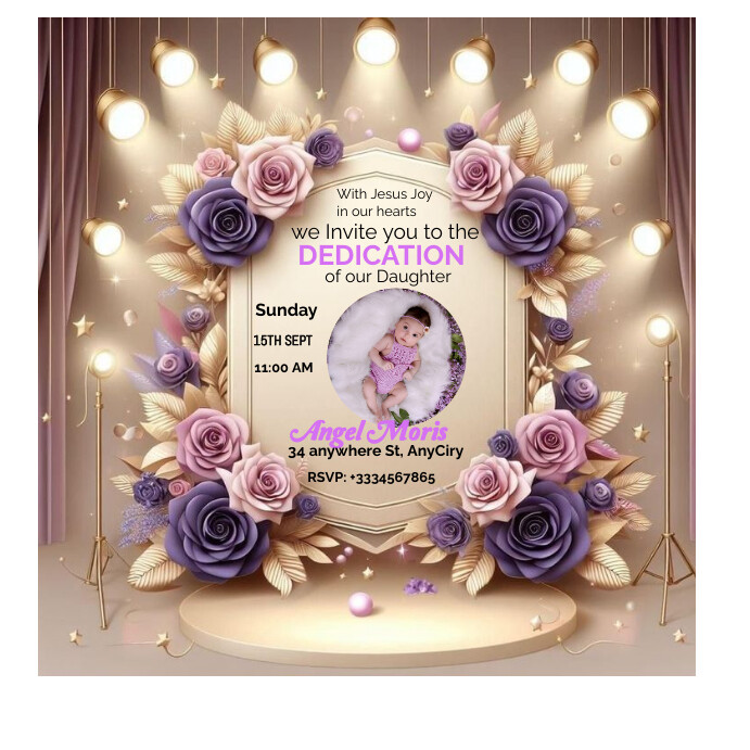 Copy of Brown Joyful Child Dedication Invitation Card | PosterMyWall