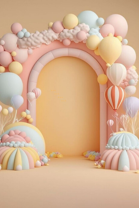 Brown Joyful Children Birthday Background Poster Template | PosterMyWall