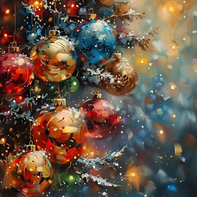 Brown Joyful Christmas Abstract Art Instagram Post Template | PosterMyWall