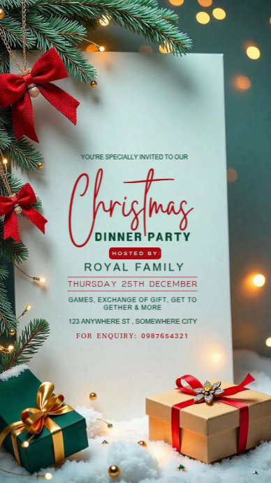 Brown Joyful Christmas Dinner Party Whatsapp Status Template | PosterMyWall