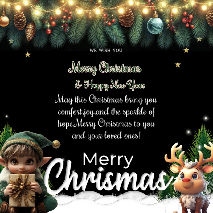 Brown Joyful Christmas Instagram Post Template | PosterMyWall
