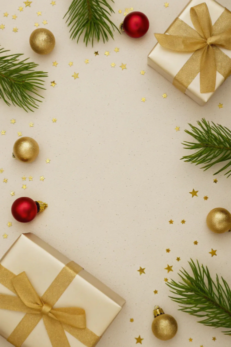 Brown Joyful Christmas Invitation Background With Gift Boxes Poster ...