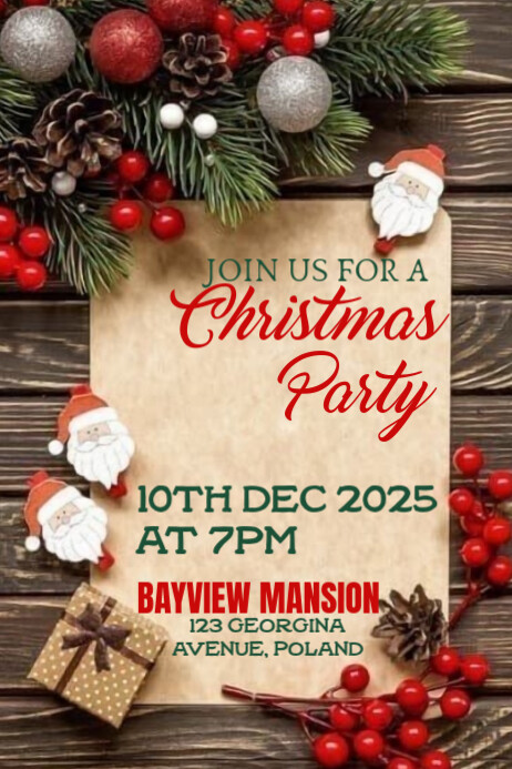 Copy of Brown Joyful Christmas Party Invitation Poster | PosterMyWall