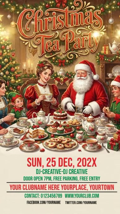 Brown Joyful Christmas Tea Party Invitation Instagram Story Template ...