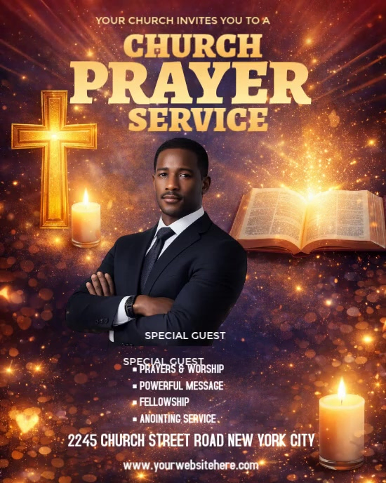 Brown Joyful Church Prayer Service Flyer Instagram Portrait Template ...