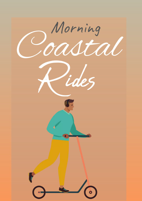 Brown Joyful Coastal Rides A4 template | PosterMyWall