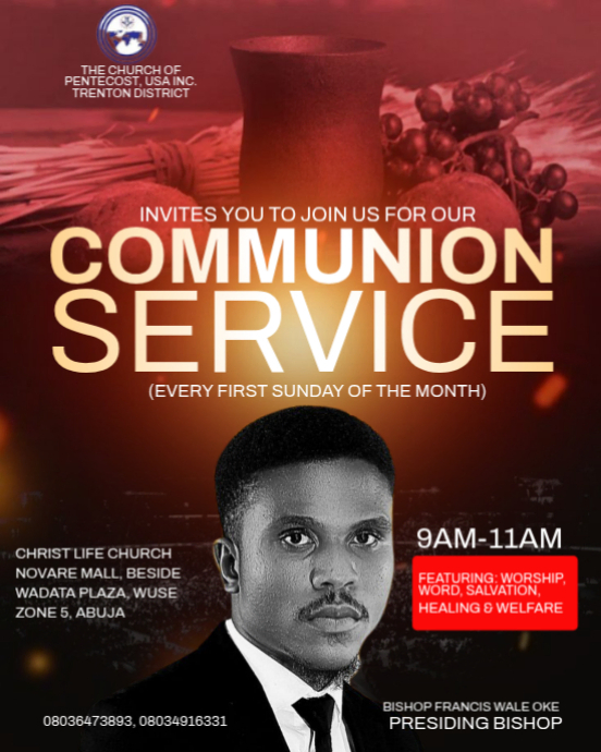 Brown Joyful Communion Service Flyer Instagram Portrait Template ...