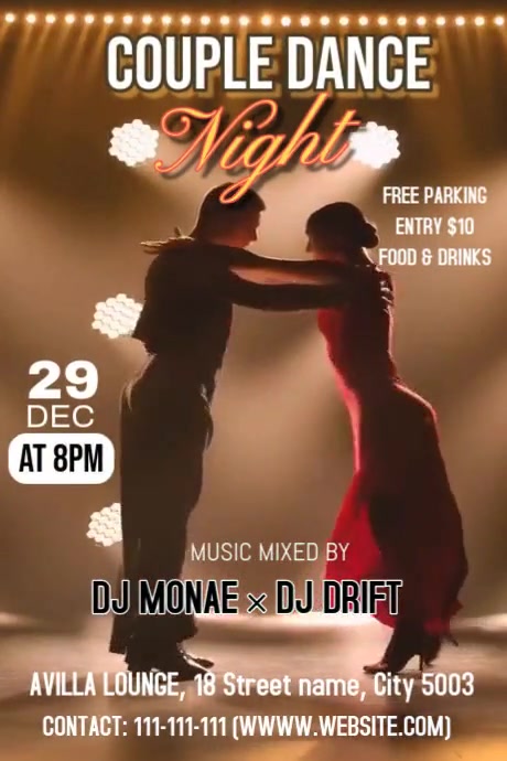 Brown Joyful Couple Dance Night Poster Template | PosterMyWall