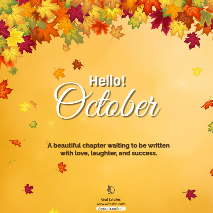 Brown Joyful Custom Hello October Flyer Design Services for Corporate ...
