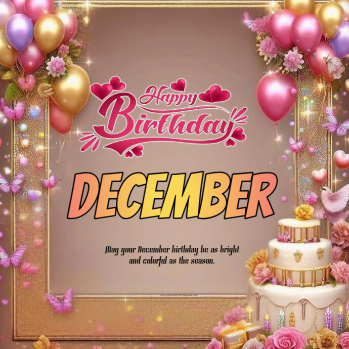 Copy of Brown Joyful December Birthday Logo | PosterMyWall