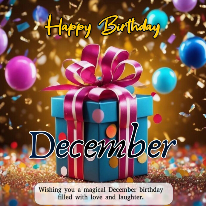 Brown Joyful December Birthday Logo templaat | PosterMyWall