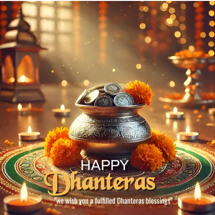 Brown Joyful Dhanteras Design Template Square (1:1) | PosterMyWall