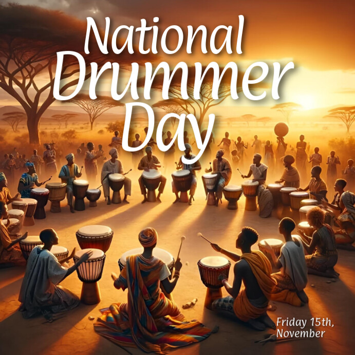 Brown Joyful Drummer Day Instagram Post Template | PosterMyWall