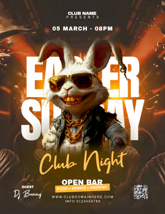 Brown Joyful Easter Club Night Flyer Template | PosterMyWall