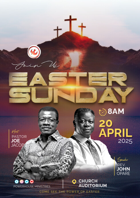 Brown Joyful Easter Sunday A4 Template | PosterMyWall