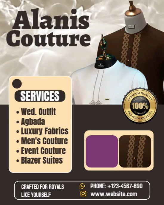 Brown Joyful Elegant Couture Fashion Flyer Instagram Portrait Template ...