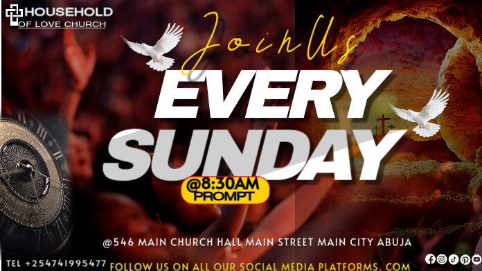 Copy of Brown Joyful Every Sunday Church Service Twitter Post ...
