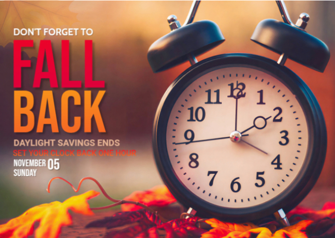 Brown Joyful Fall Back Postcard Template | PosterMyWall